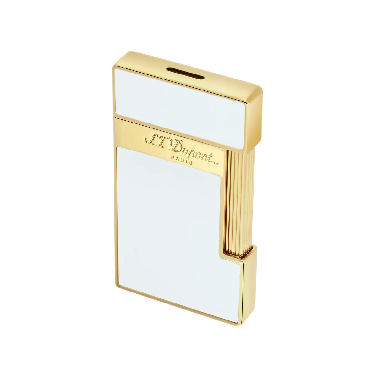 S. T. Dupont Slimmy White Lacquer and Gold Lighter – Lighters Direct