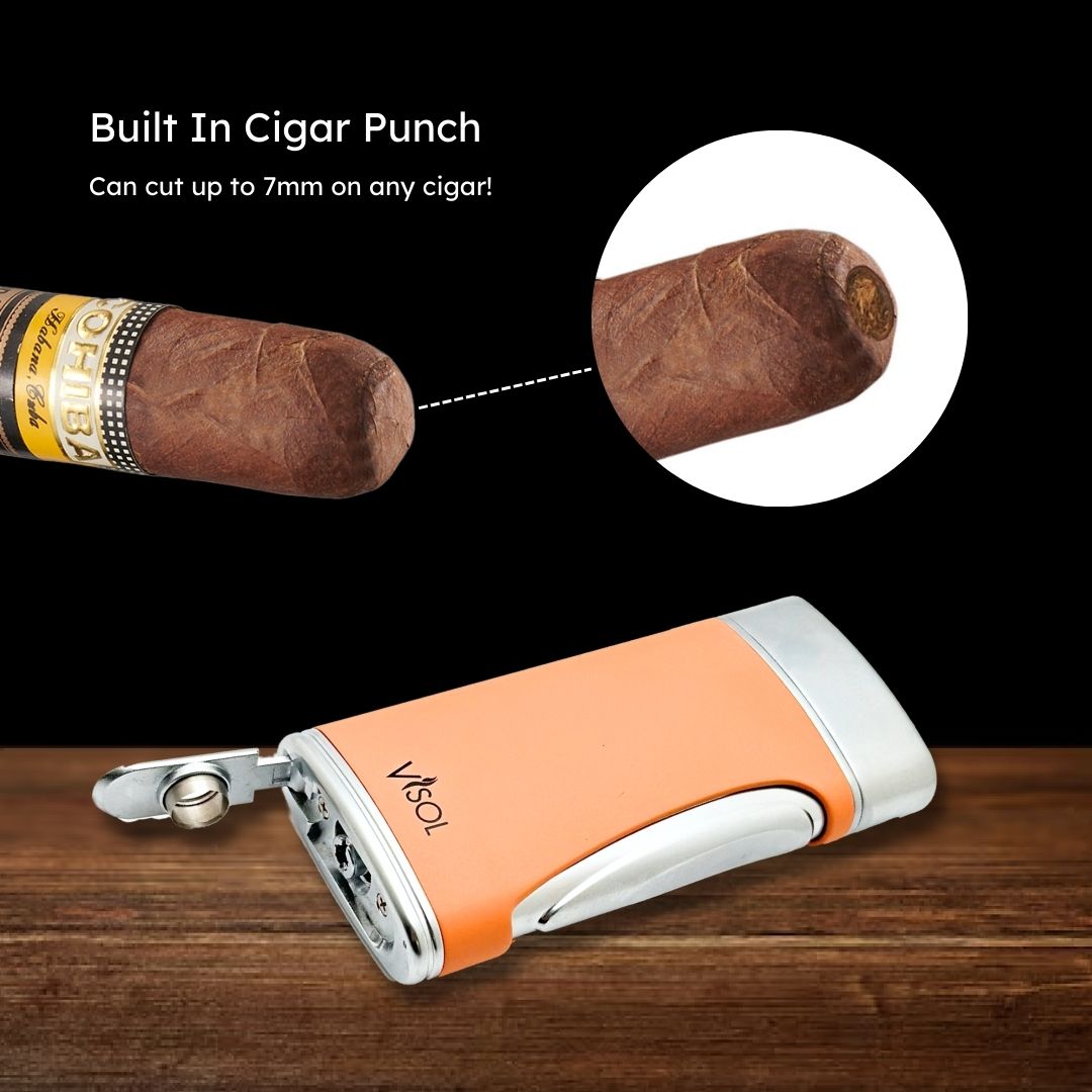 Visol DuoMatt Salmon Double Flame Cigar Lighter – Lighters Direct