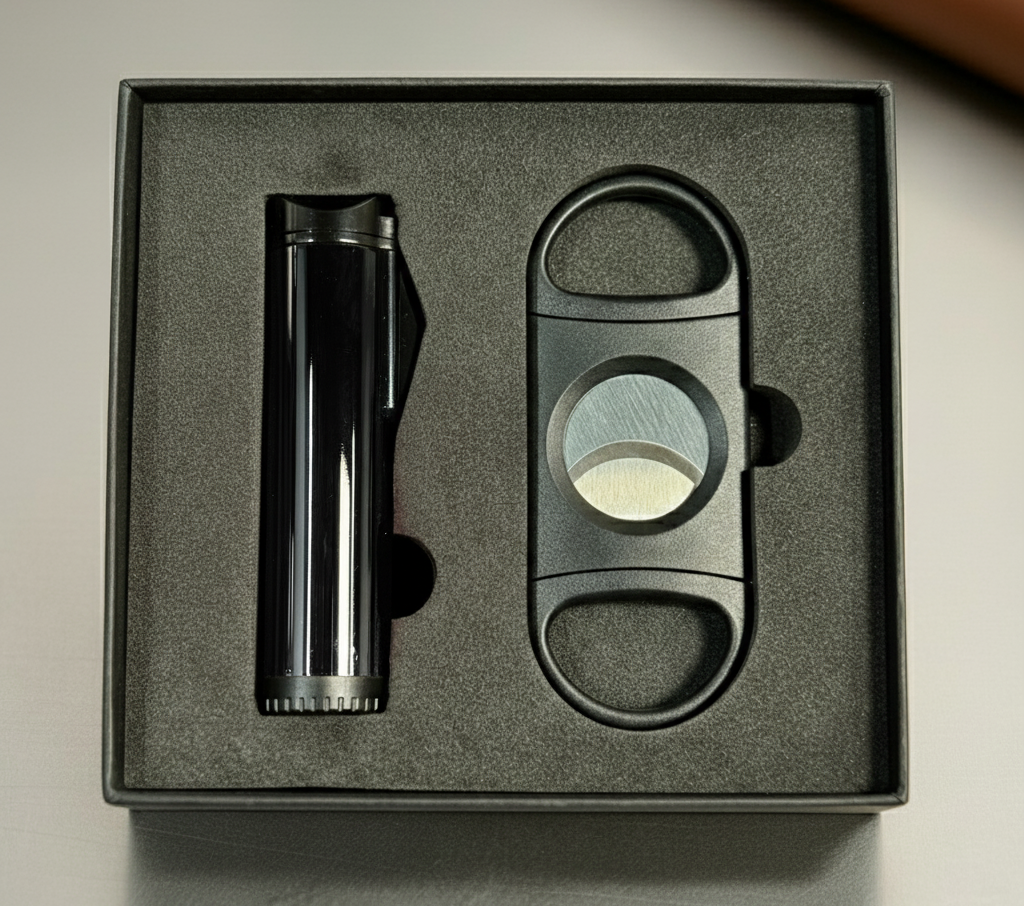 Custom Cigar Gift Set – Personalized Engraved Cutter & Triple Torch Li ...