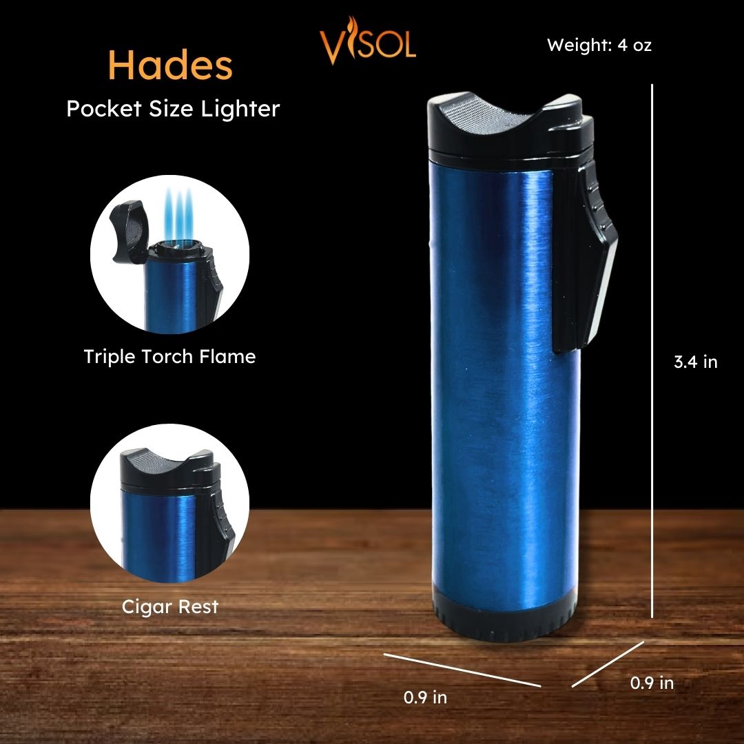 Hades Triple Torch Cigar Lighter - Blue – Lighters Direct