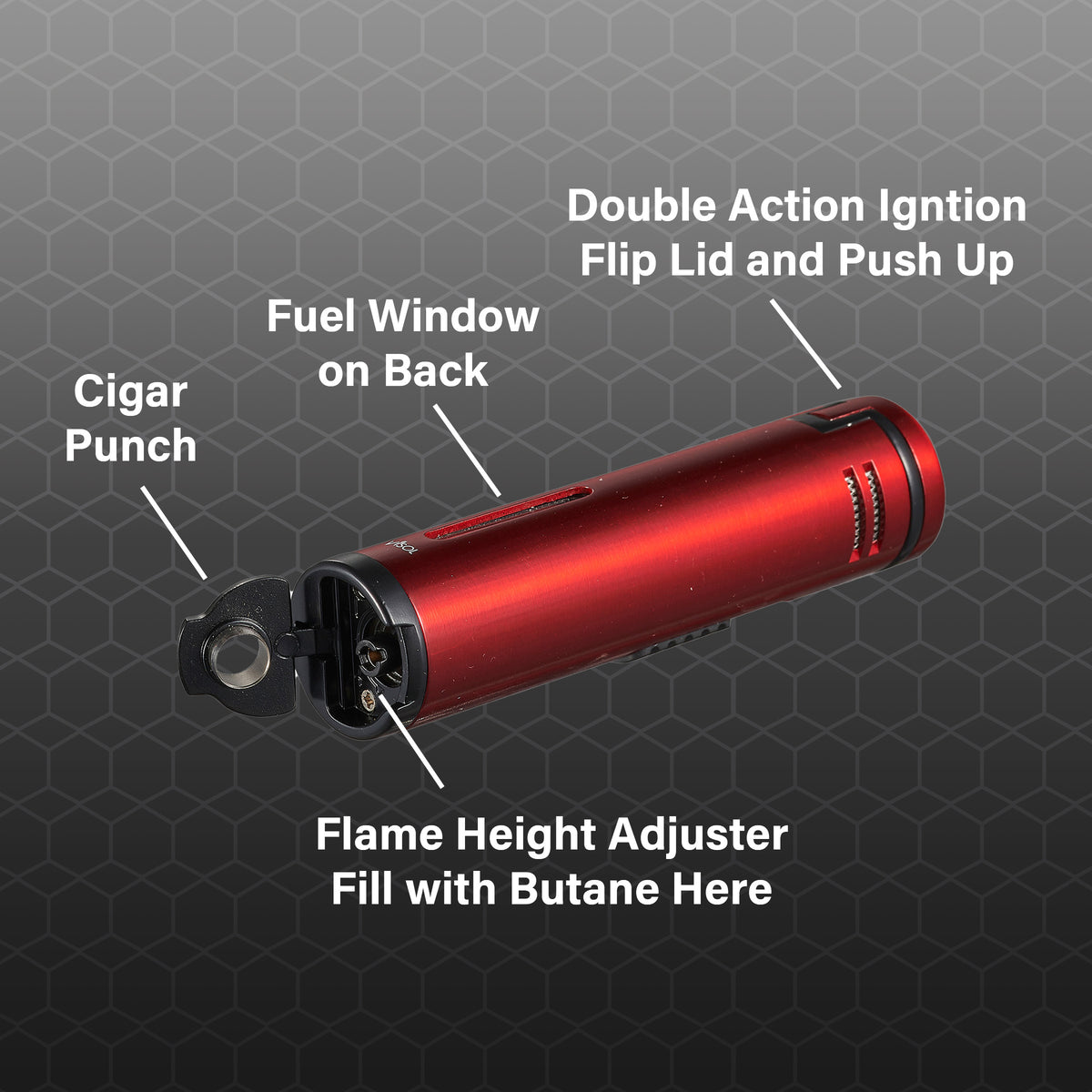Visol Cobra Triple Flame Cigar Lighter - Red – Lighters Direct