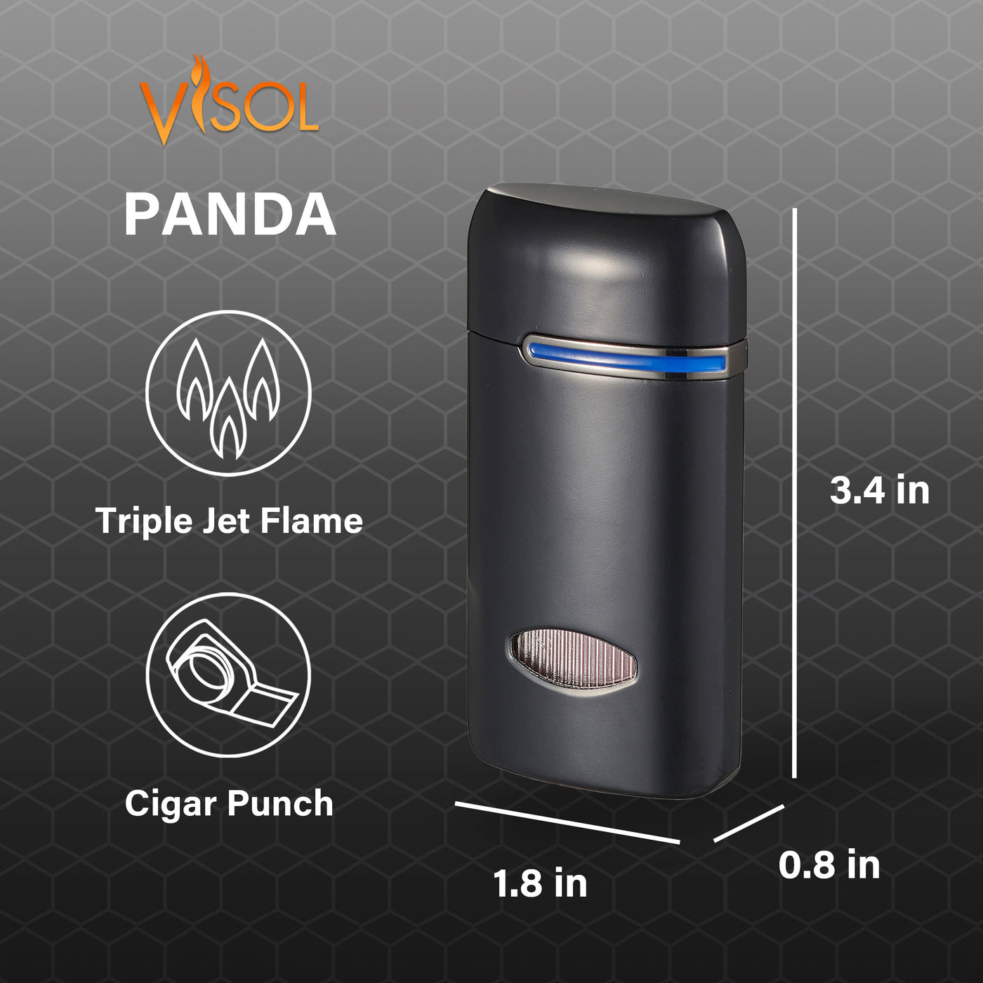 Visol Panda Triple Flame Cigar Lighter - Black – Lighters Direct