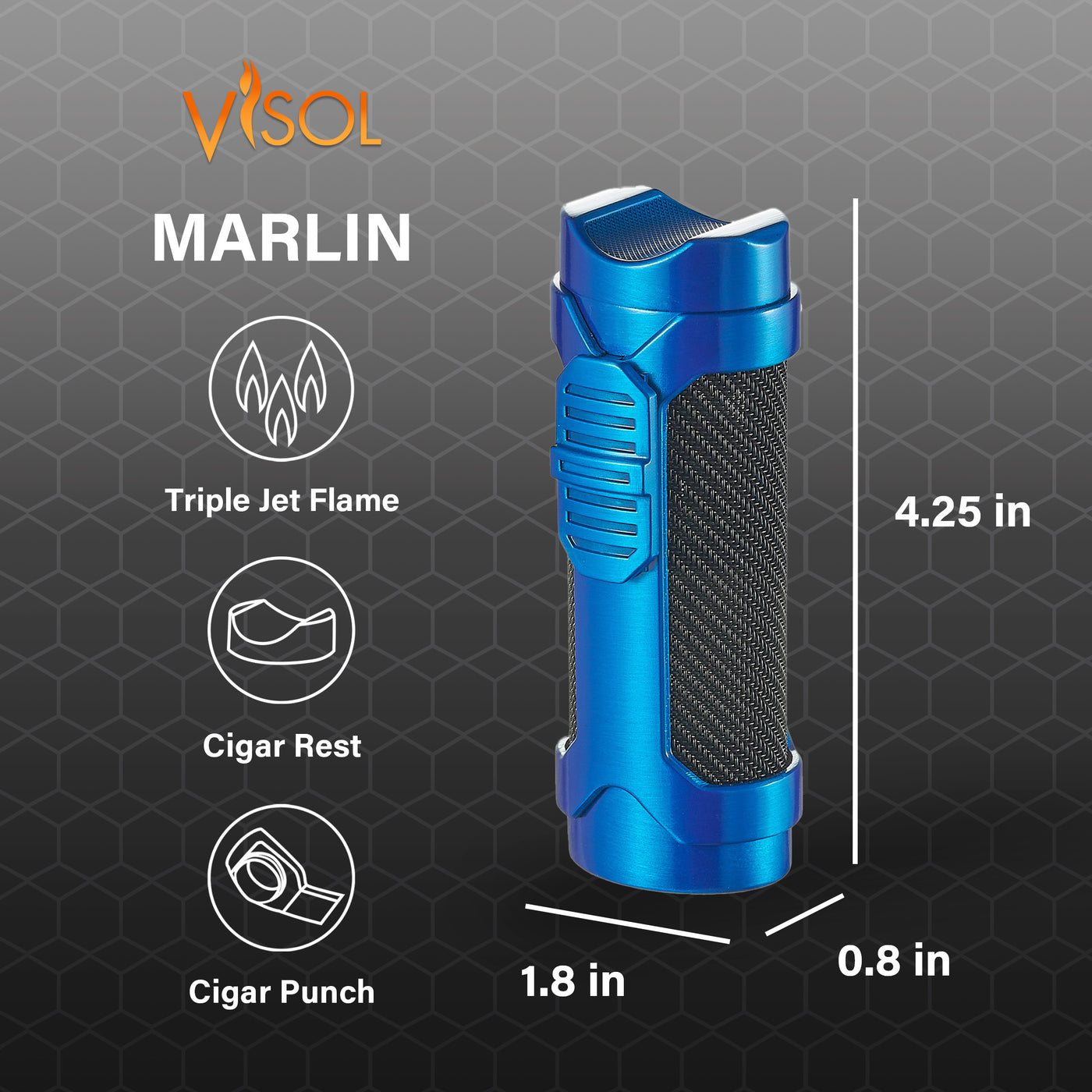 Visol Marlin Triple Flame Torch Lighter - Blue – Lighters Direct