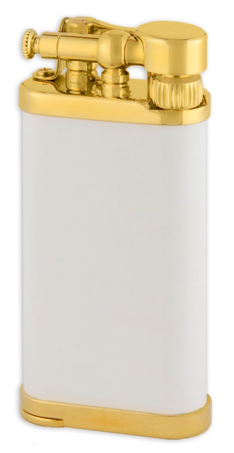 IM Corona Old boy Gold Plated White Matte Pipe Lighter – Lighters Direct